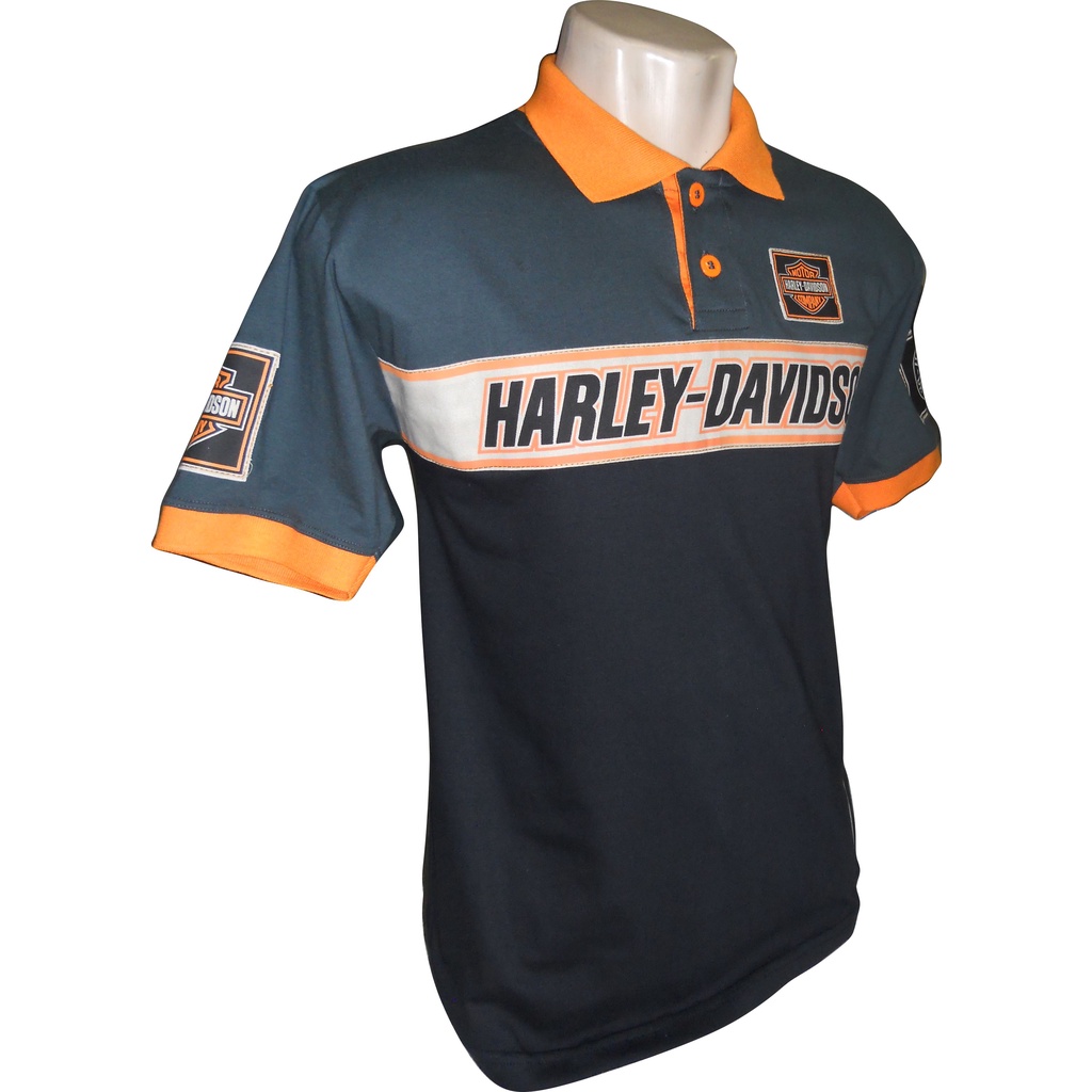 Camiseta Polo Harley Davidson FX Cinza/Preta | Shopee Brasil