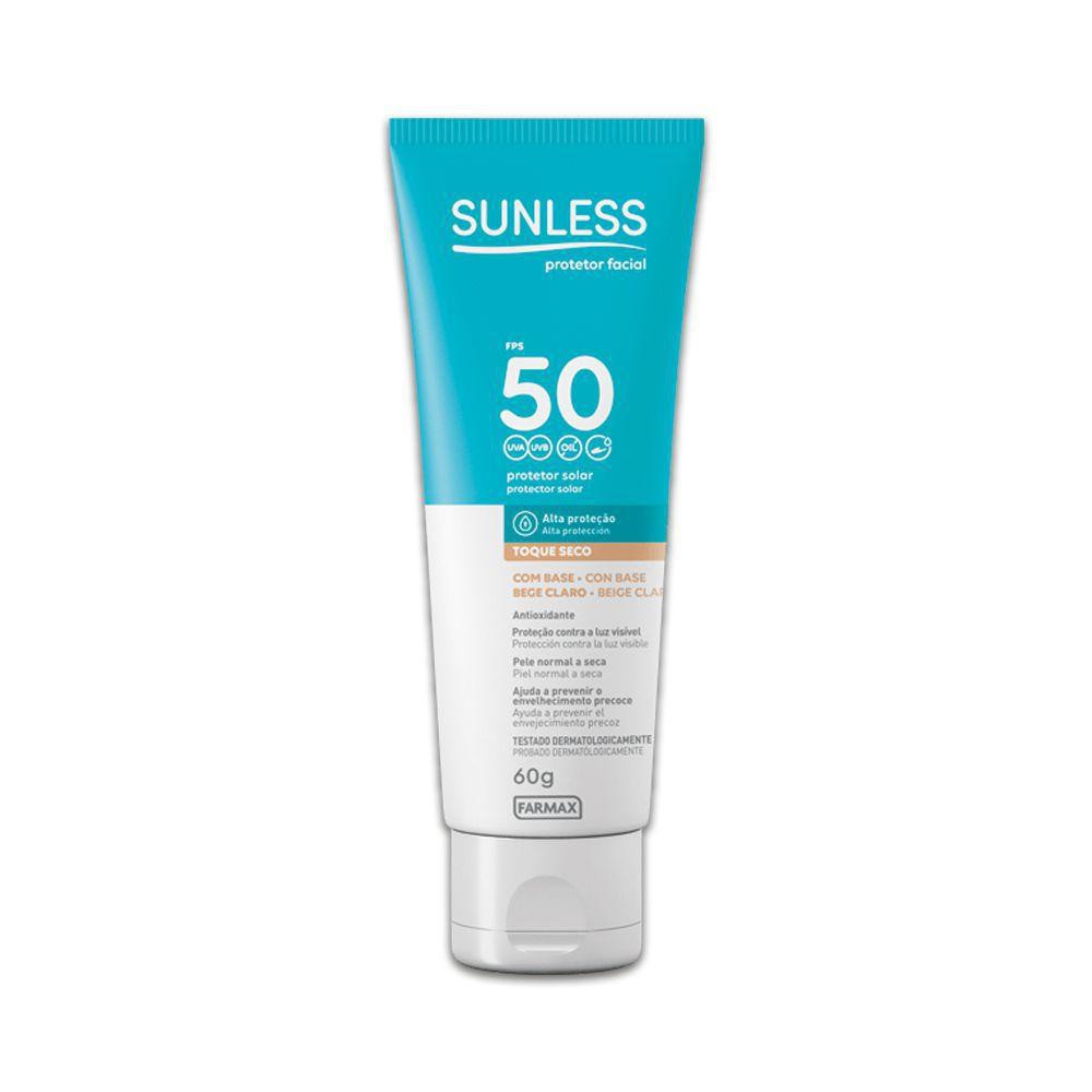 Protetor Solar Facial com Cor FPS50 Sunless - Bege Claro 60g | Shopee ...