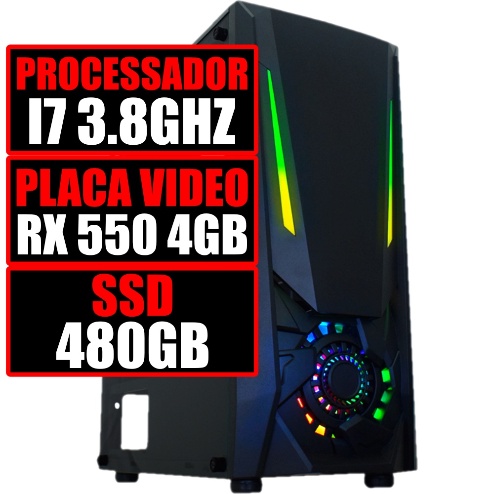 Cpu PC Gamer Barato Completo DDR5 - Intel Core i7 3.8Ghz Turbo / Rx 550 ...