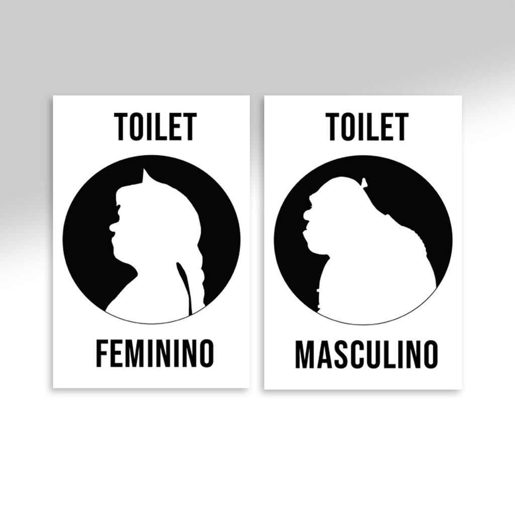 Kit 2 Placas para Banheiro Shrek Masculino e Fiona Feminino | Shopee Brasil