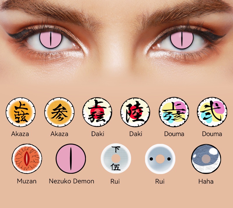UYAAI 2 Peçs/Par Demon Slayer Lentes De Contato De 14,5mm Anime Cosplay ...