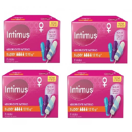 KIT 4 Absorvente Interno Intimus Super 32 unidades | Shopee Brasil