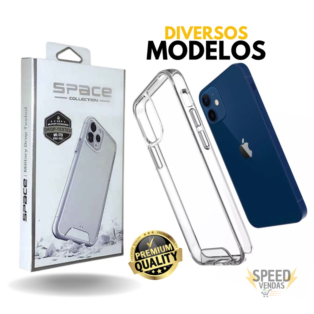 Capinha Capa Space Transparente Anti Impacto Policarbonato (Não Amarela) TPU IPhone 7 8 Plus X ...