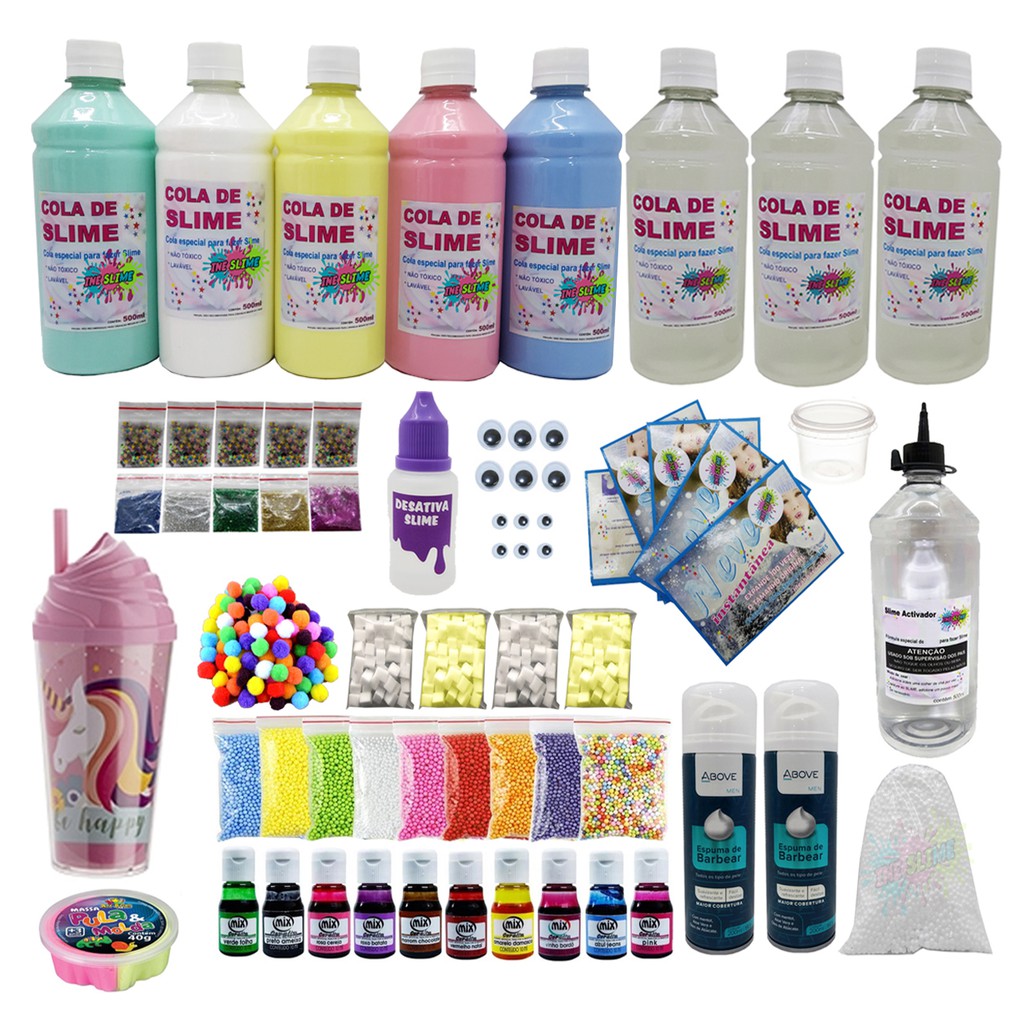 Super Kit Slime Completo Com Várias Colas Ine Slime | Shopee Brasil