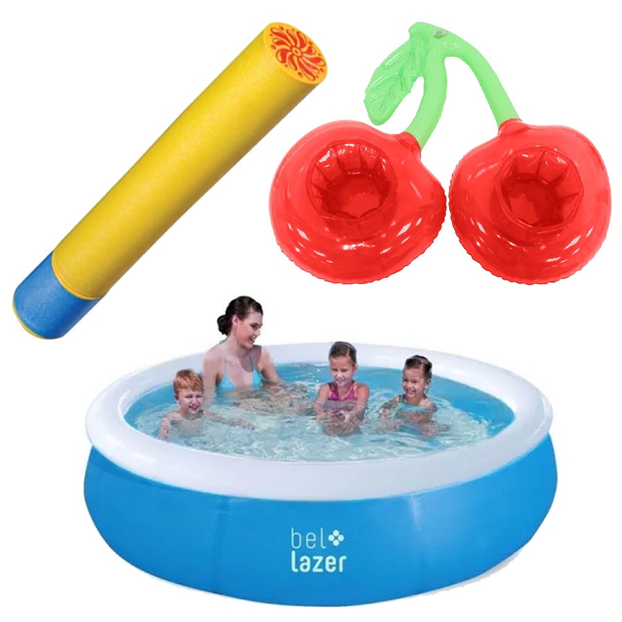 Kit Piscina Inflavel 1000L + Lanca Agua+ Boia P/ Copo Cereja | Shopee ...