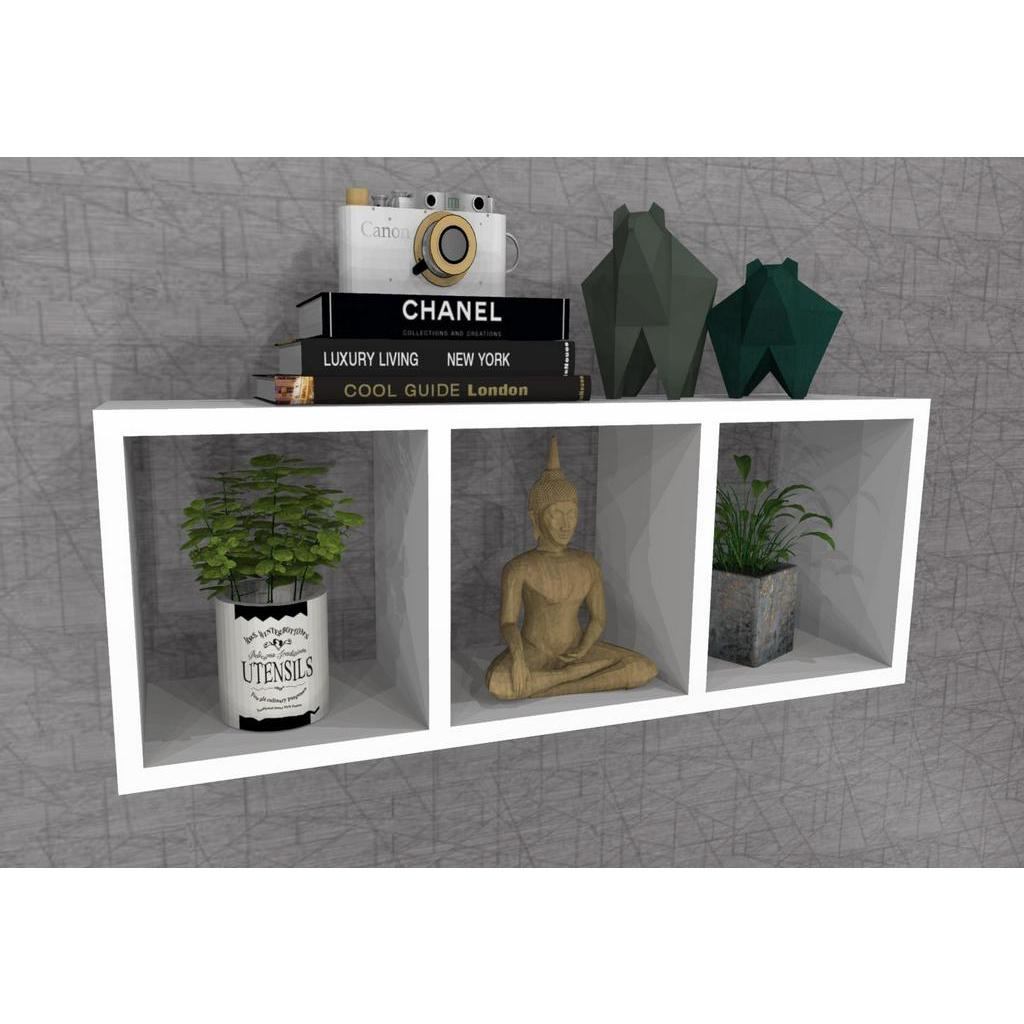 Nicho MDF Triplo Branco 60 x 23 x 15 cm - Mobes | Shopee Brasil