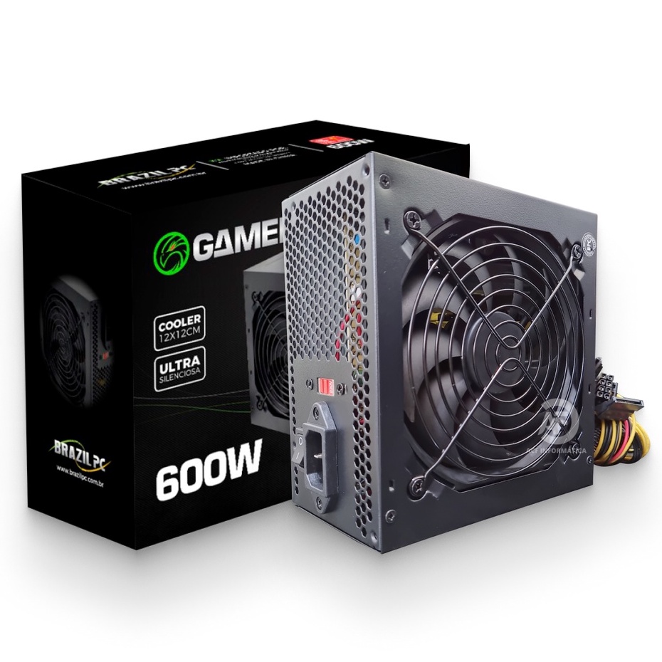 Fonte Atx 600w Real Gamer Brazilpc/Tronos Silenciosa Bivolt | Shopee Brasil