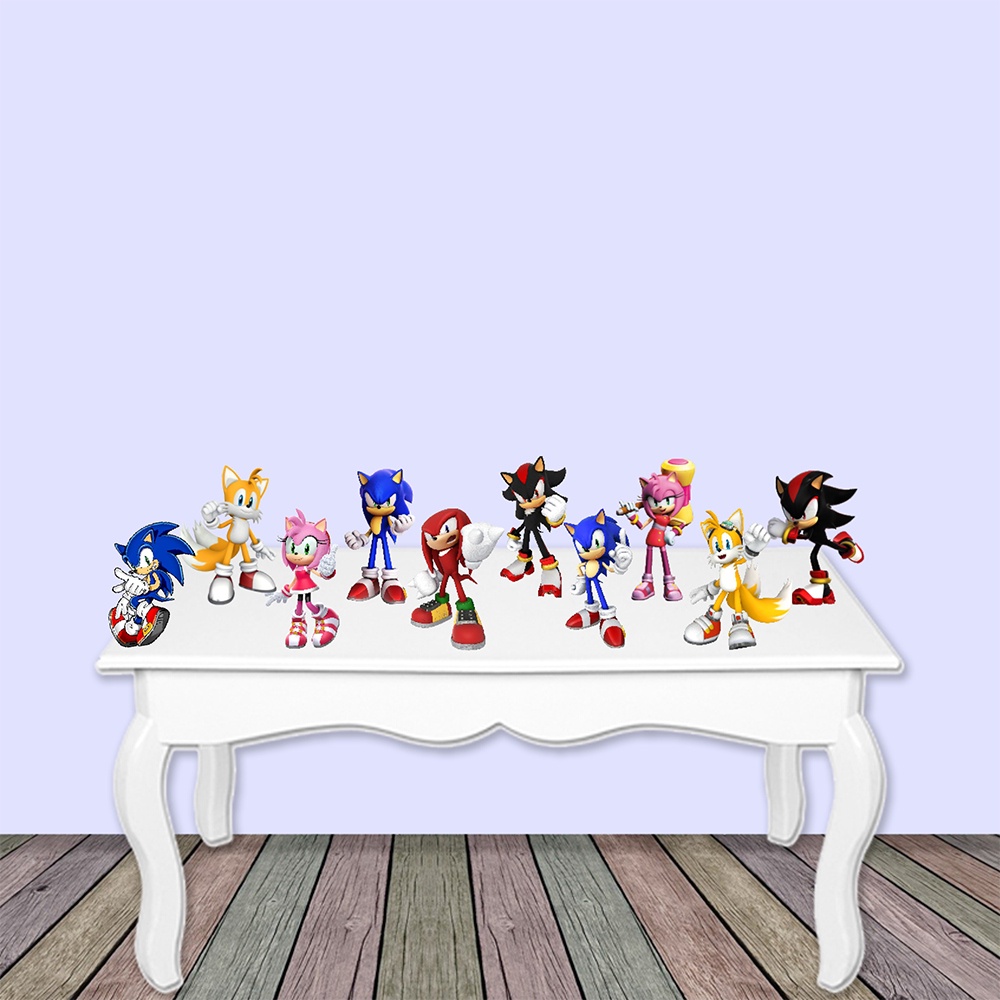 Sonic Kit 10 Display de Mesa Mdf Decoração de Festa Totem | Shopee Brasil