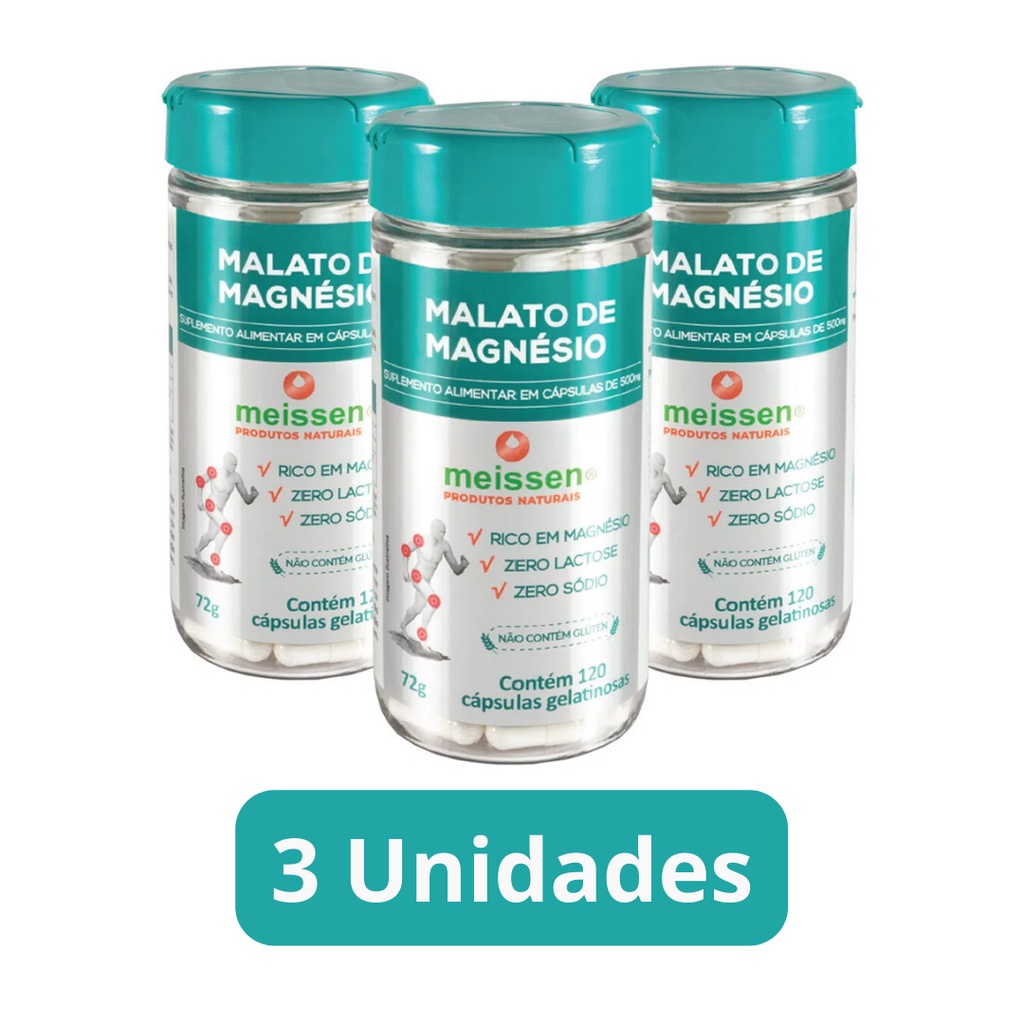 Malato de Magnésio 500mg 120 cápsulas cada Meissen - Suplemento ...