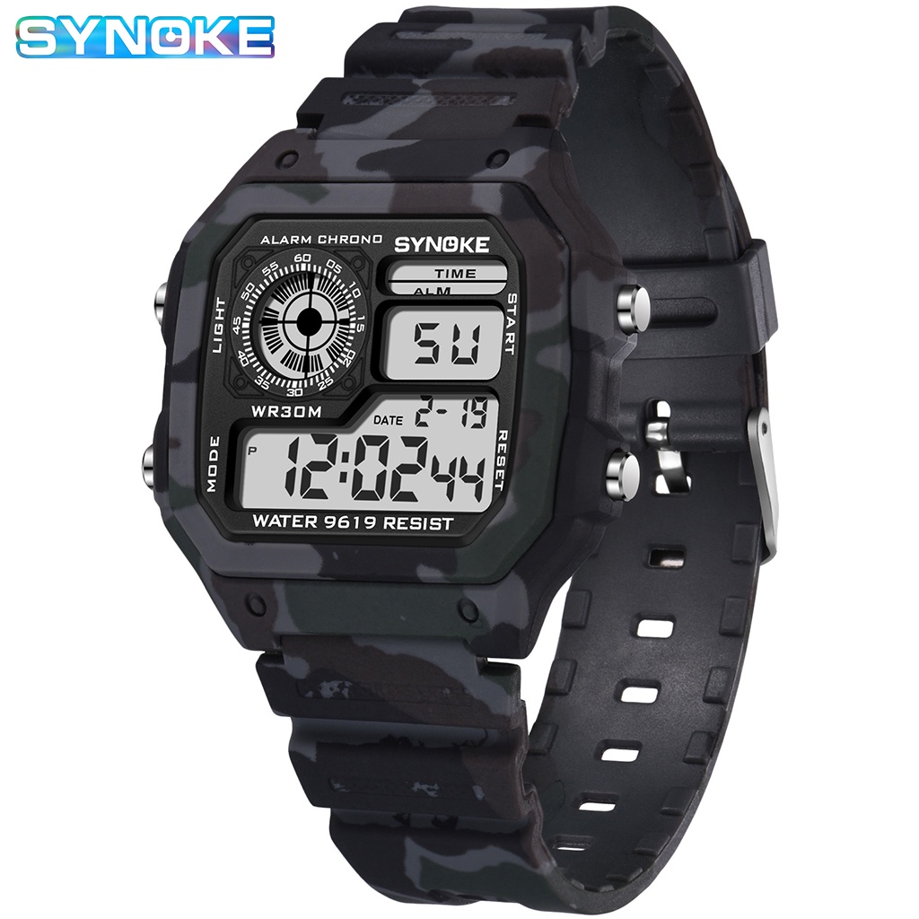 Relógio masculino SYNOKE camuflagem à prova d'água relógios militares pulso quadrado relógio ...