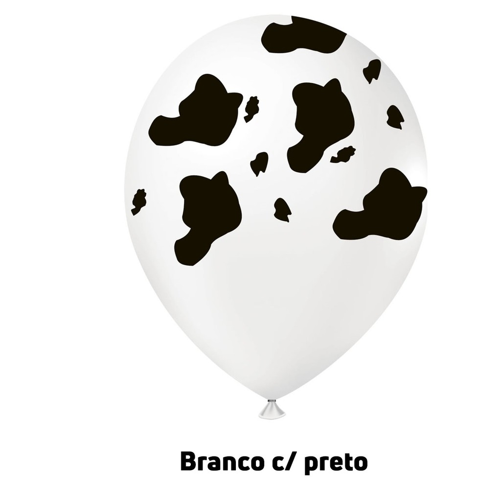 25/50unid BALÃO DE AR N. 9 preto branco VAQUINHA, BEXIGA de festa 9 ...