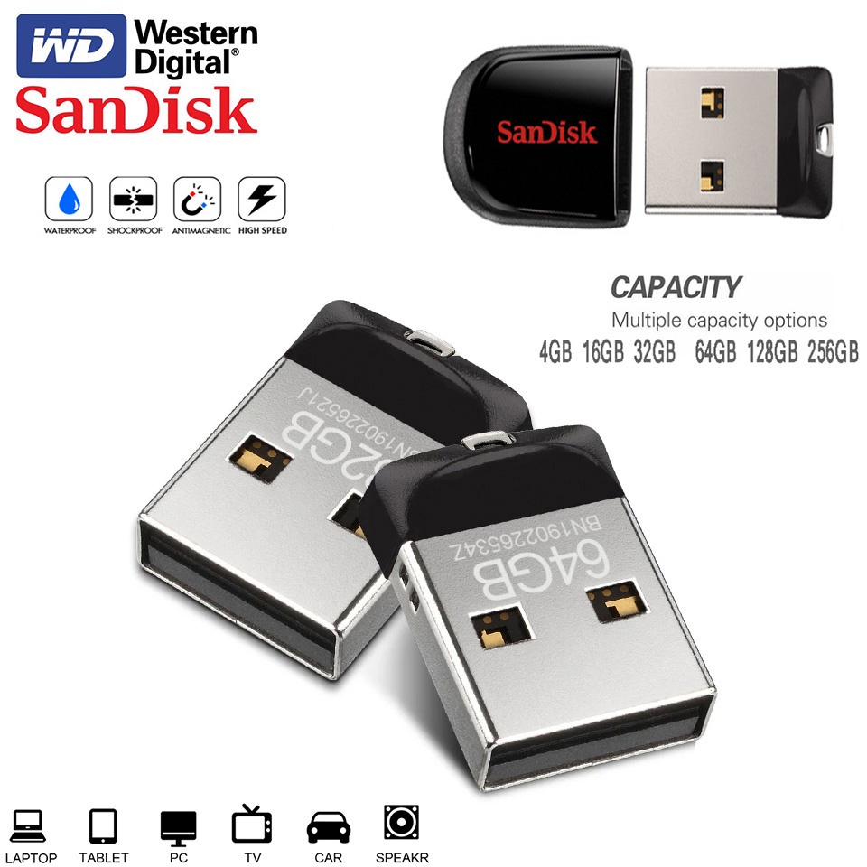 Sandisk Mini Usb Flash Drive 2.0 16gb 32gb 64gb 128gb 256gb Bastão De ...