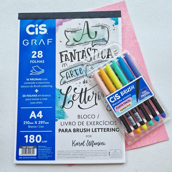 KIT LETTERING com bloco de exercícios e brush pen | Shopee Brasil