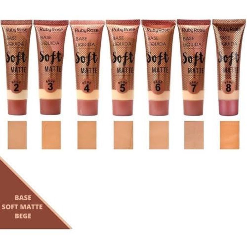 Base líquida Soft Matte Bege 2-3-4-5-6-7-8 Ruby Rose | Shopee Brasil