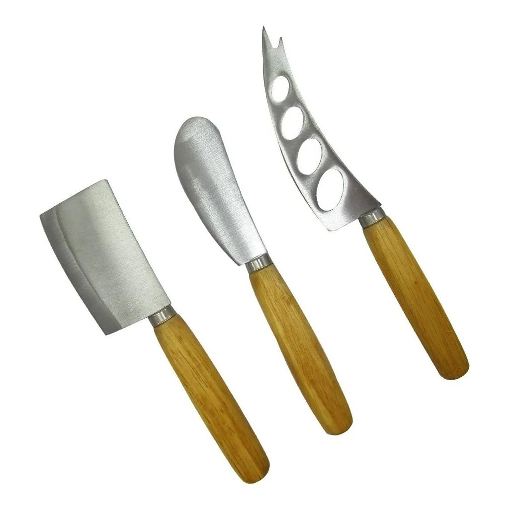 Kit de Faca para Cortar Queijo - 3 peças - Cutelo, Espátula e Faca de ...