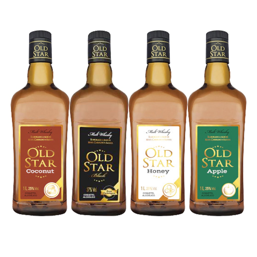 Whisky Old Star Coquetel Sabores 1l | Shopee Brasil