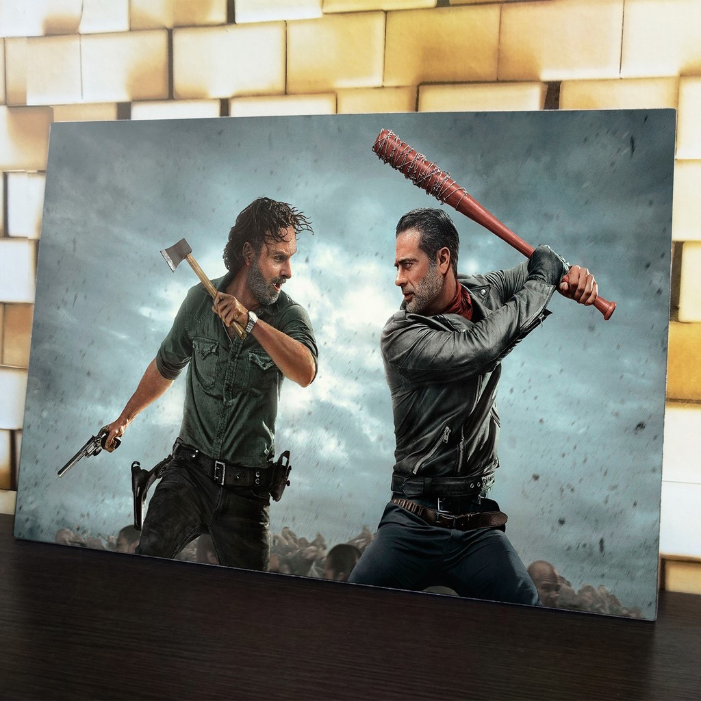 Quadro Decorativo Série The Walking Dead Rick vs Negan MDF 28x20 ...