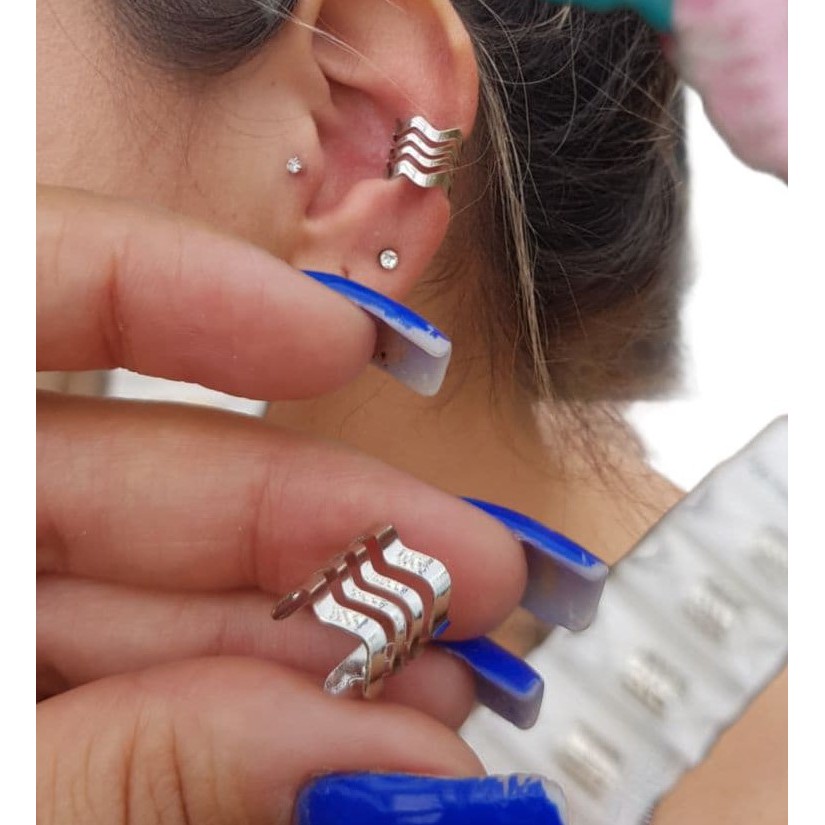 Dois Piercings fakes conch falso orelha tipo argola bijuteria diversos ...