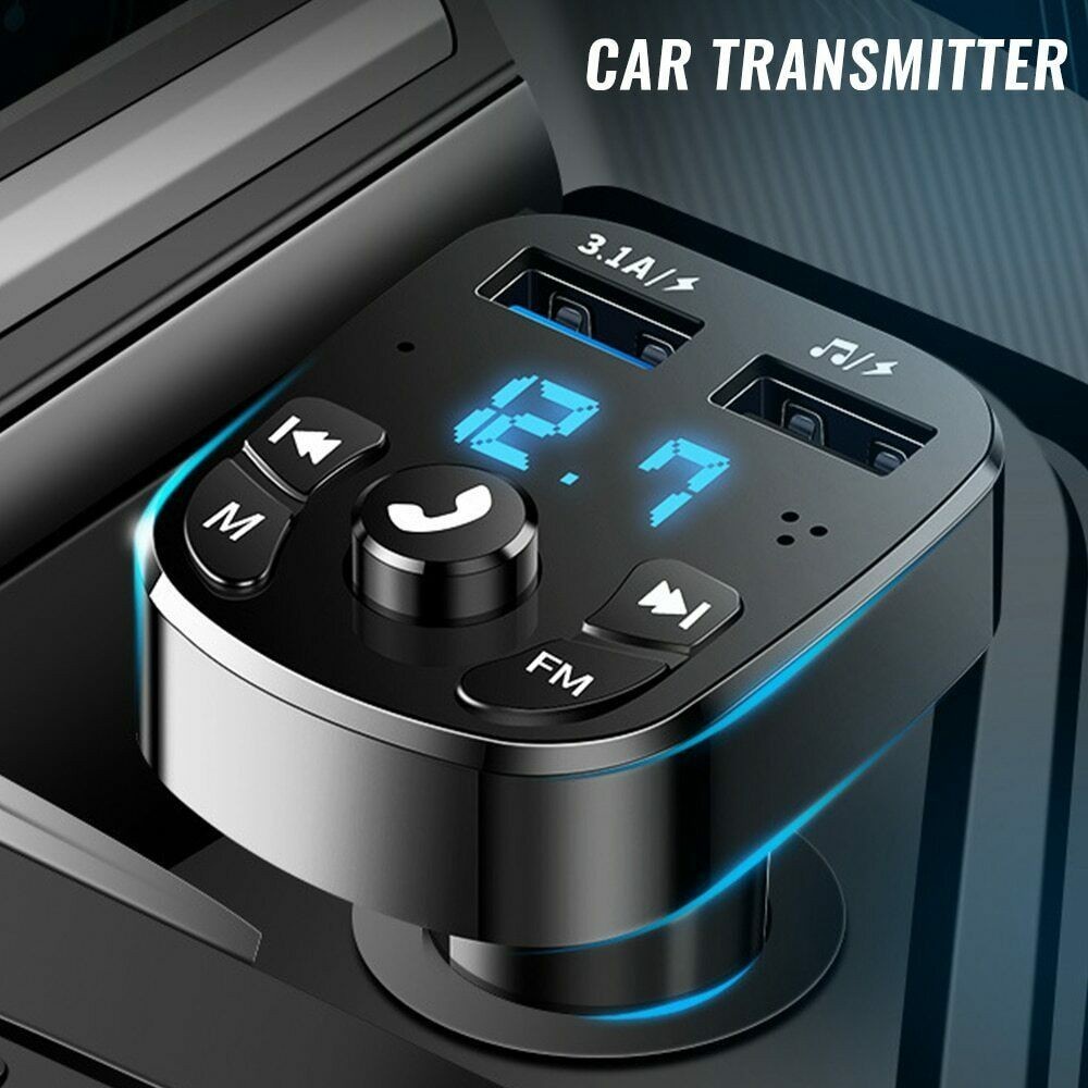 Transmissor sem fio Bluetooth V5.0FM para carro MP3 Player 2 USB LED ...