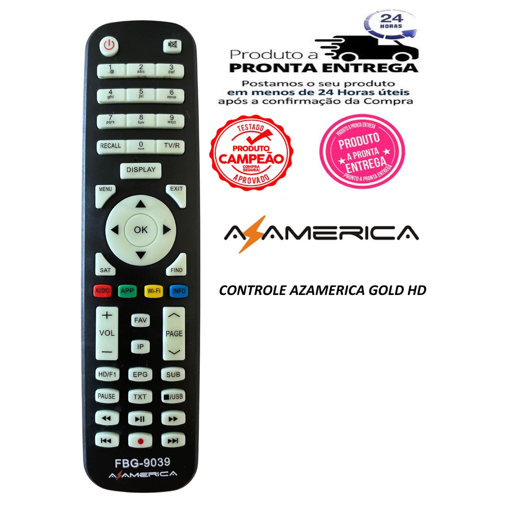 Controle remoto azamerica gold hd pronta entrega | Shopee Brasil