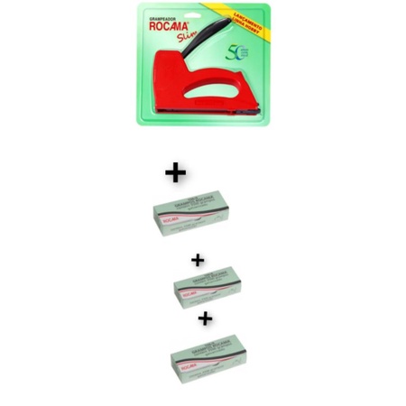 Grampeador Rocama Slim + 3 caixas de grampo Rocama 106/6. 6mm. | Shopee ...