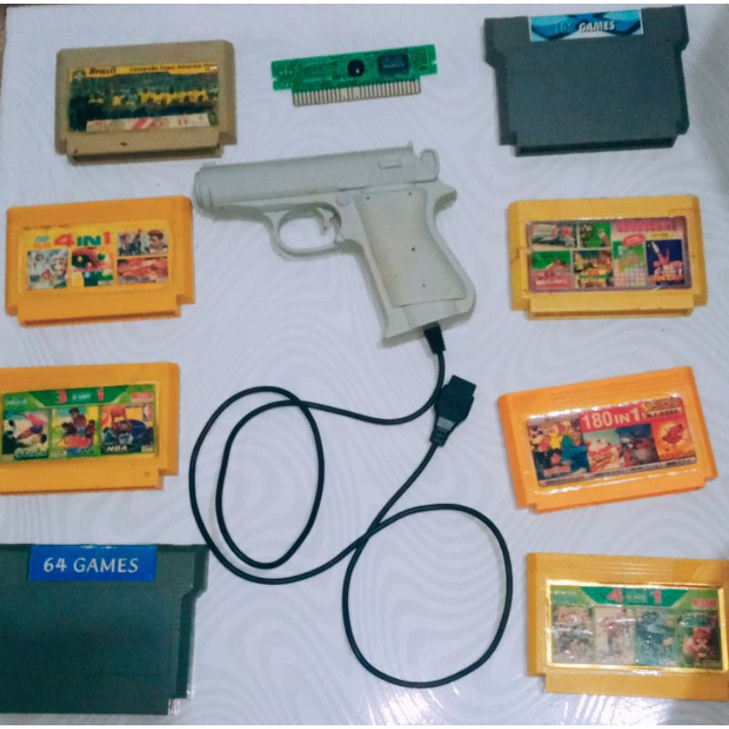 Cartucho fita Polystation, nintendinho, 8 bits 60 pinos + Pistola Lote ...