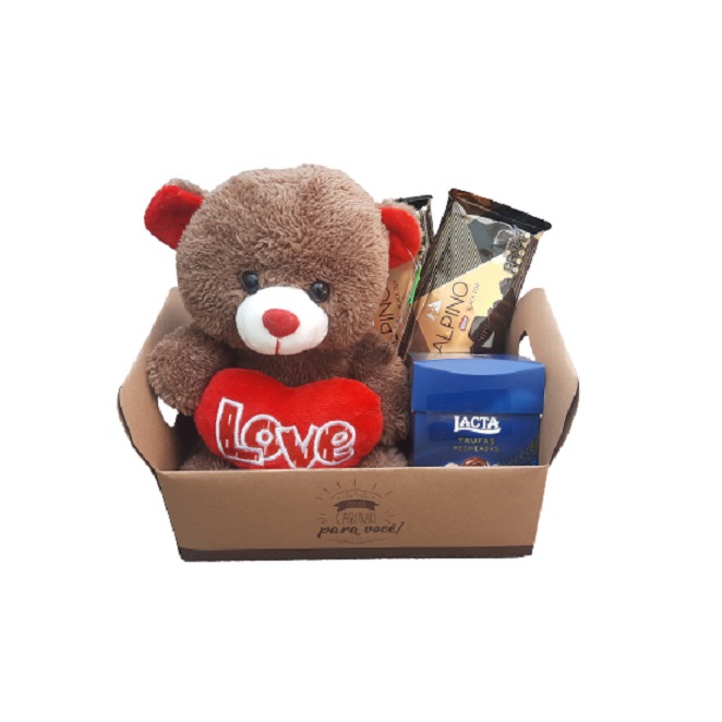Kit Presente Cesta Com Ursinho E Chocolate | Shopee Brasil