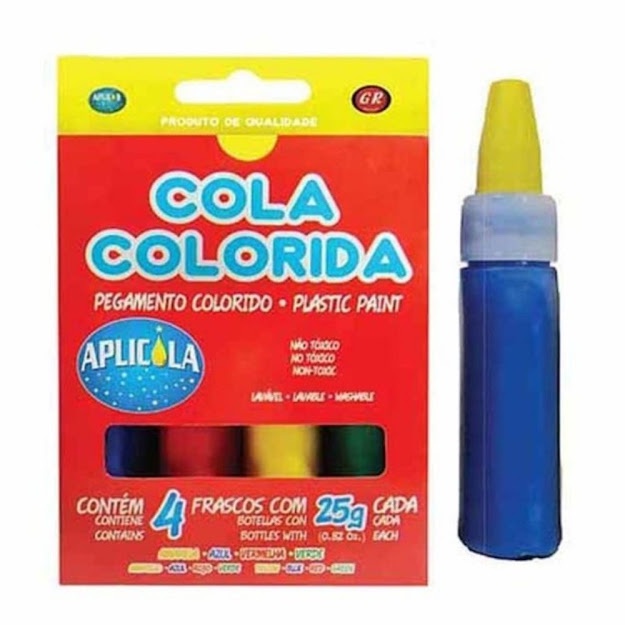 COLA COLORIDA 4 CORES APLICOLA 25G | Shopee Brasil