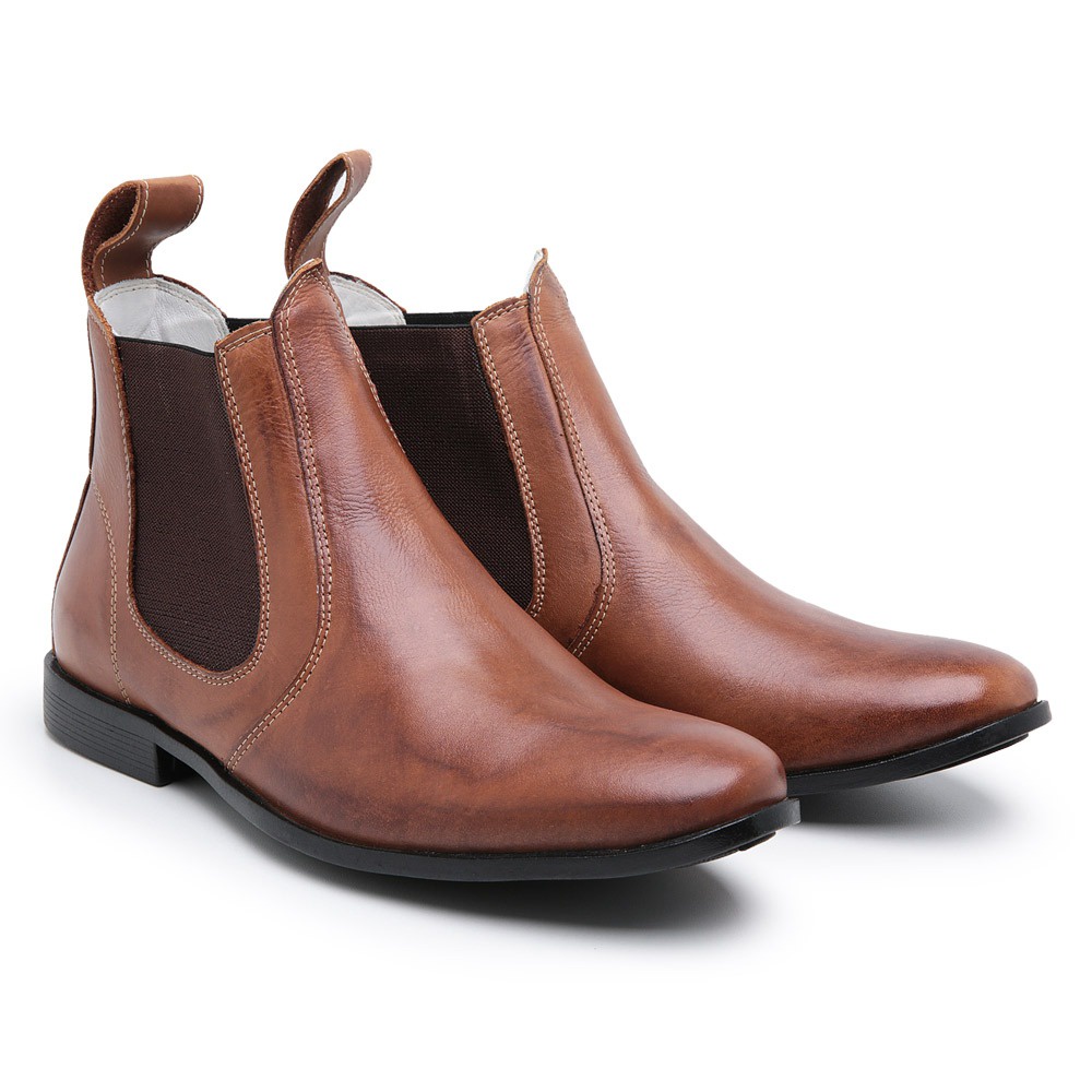 Bota Botina Masculina Chelsea Boots Em Couro Legitimo | Shopee Brasil