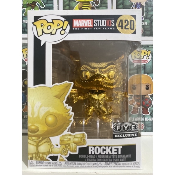 Funko Pop! Marvel Studios - Rocket #420 (gold Chrome) | Shopee Brasil