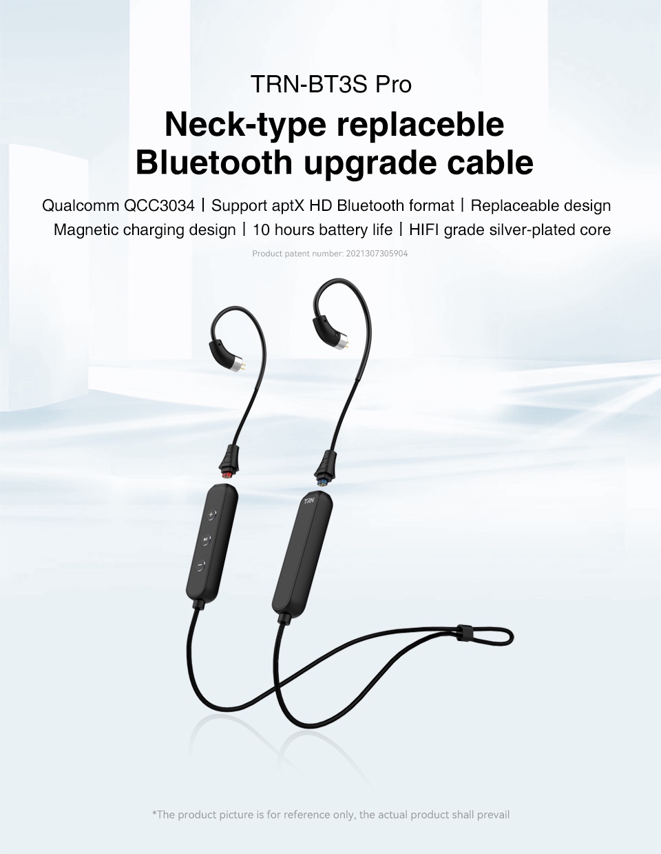 TRN BT3S PRO Sem Fio Bluetooth 5.1 Aptx HD 0.75 0.78mm MMCX Fone De Ouvido Cabo Para BAX MT1 ...