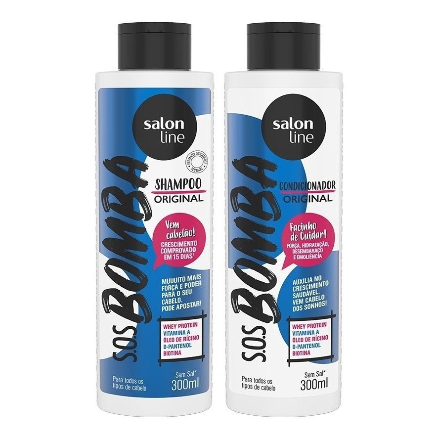 Kit Shampoo 300 ml e Condicionador 300 ml SOS Bomba Salon Line - linha ...