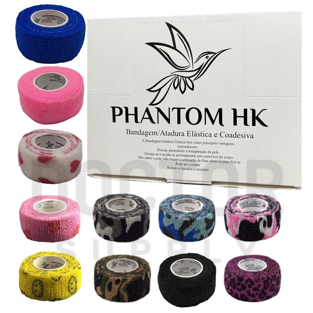 Bandagem Phantom HK 2,5cm x 4,5m Cores Variadas Envio Imediato Tattoo ...