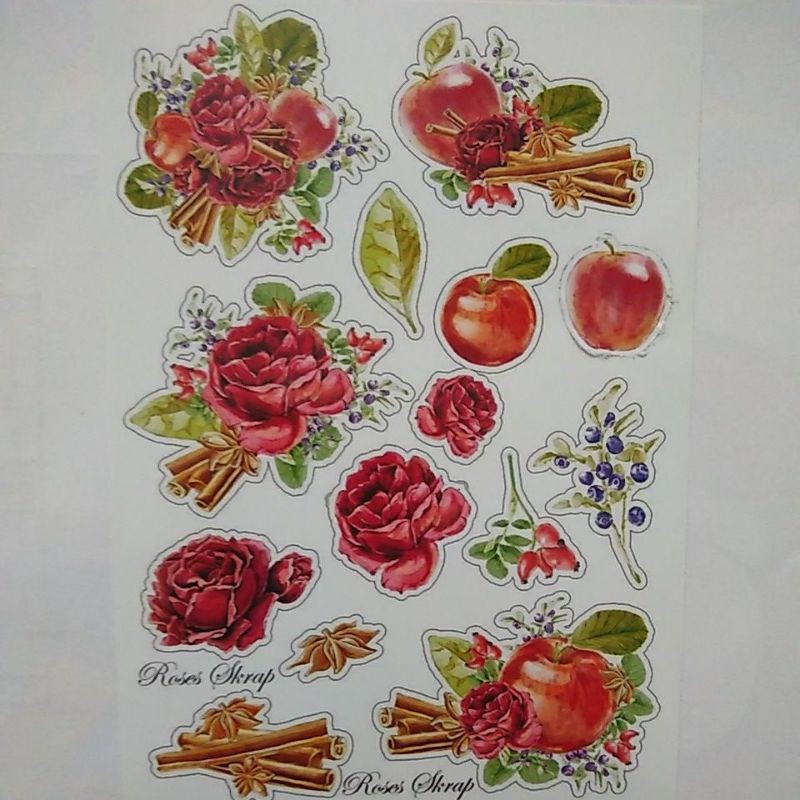 Cartela de Adesivos rosa, cravo e canela, 15x11cm. | Shopee Brasil
