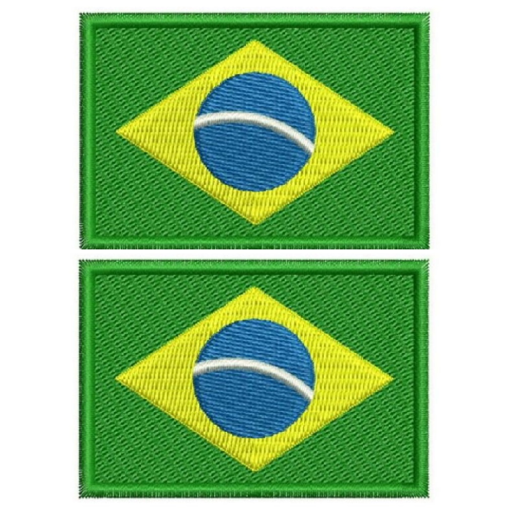 Kit 2 Patchs Bordado Mini Bandeira do Brasil tamanho 3x4,5cm | Shopee ...