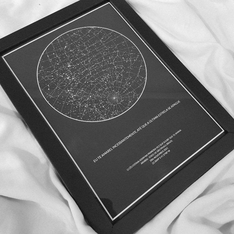 Mapa Estelar Simples - Quadro mapa das estrelas/mapa do céu/presente de ...