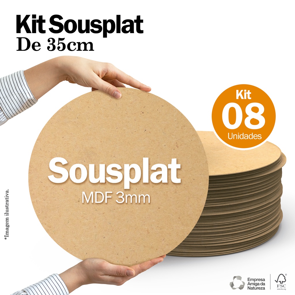 Suplat Sousplat Soupla Supla 35cm Kit Com 8 Unididades Mdf | Shopee Brasil