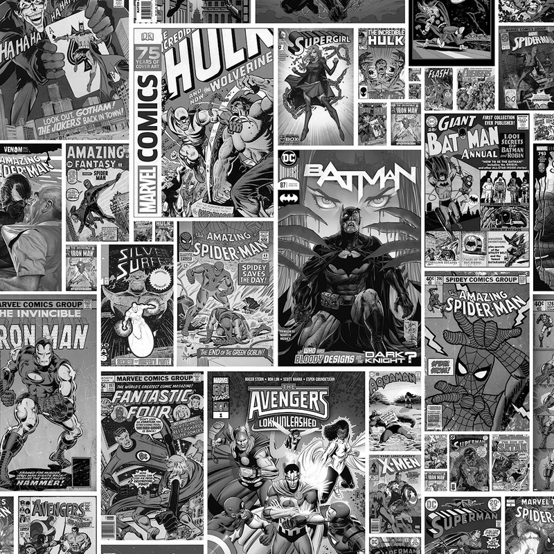 Papel De Parede Adesivo Teens Geek Quadrinhos Hq Super Heróis Marvel Dc