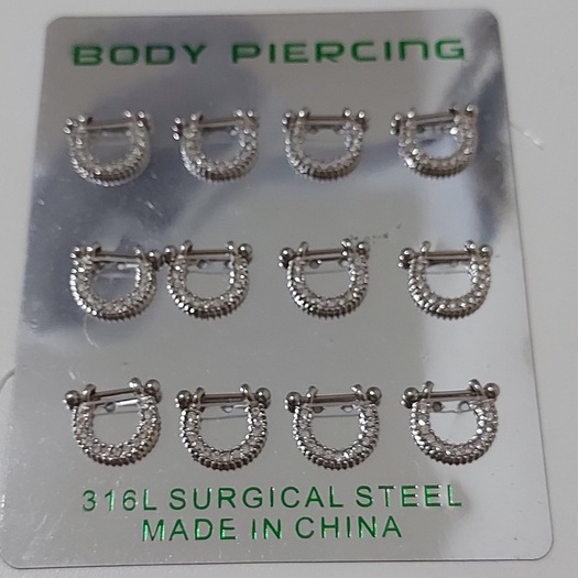 KIT COM 12 Piercing De Mamilo,Orelha, Cartilagem Aço | Shopee Brasil