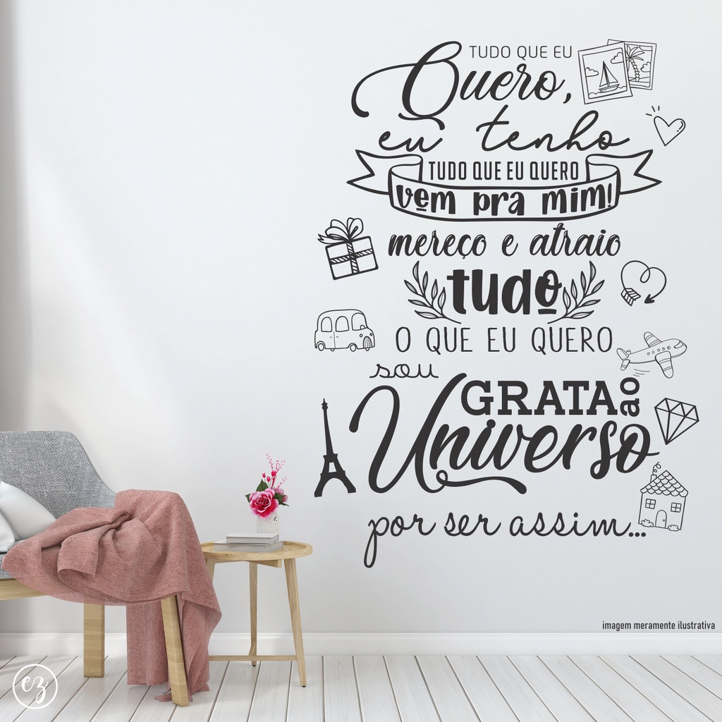 LETTERING, Mantra da Prosperidade - Adesivo Decorativo 0,80x0,58 ...