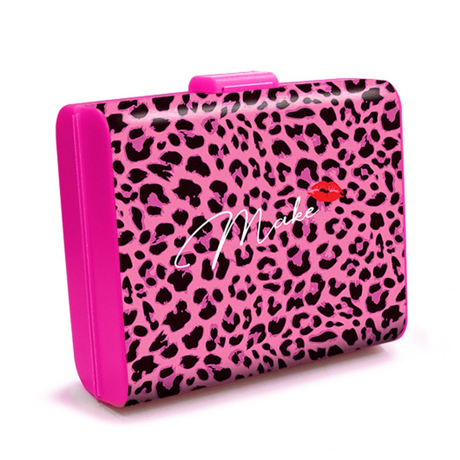 Maleta Maquiagem Pequena Com Espelho Onca Rosa Arqplast | Shopee Brasil