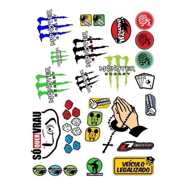 Cartela De Adesivos Moto Motocross Carro Bike Caminhao 10 | Shopee Brasil