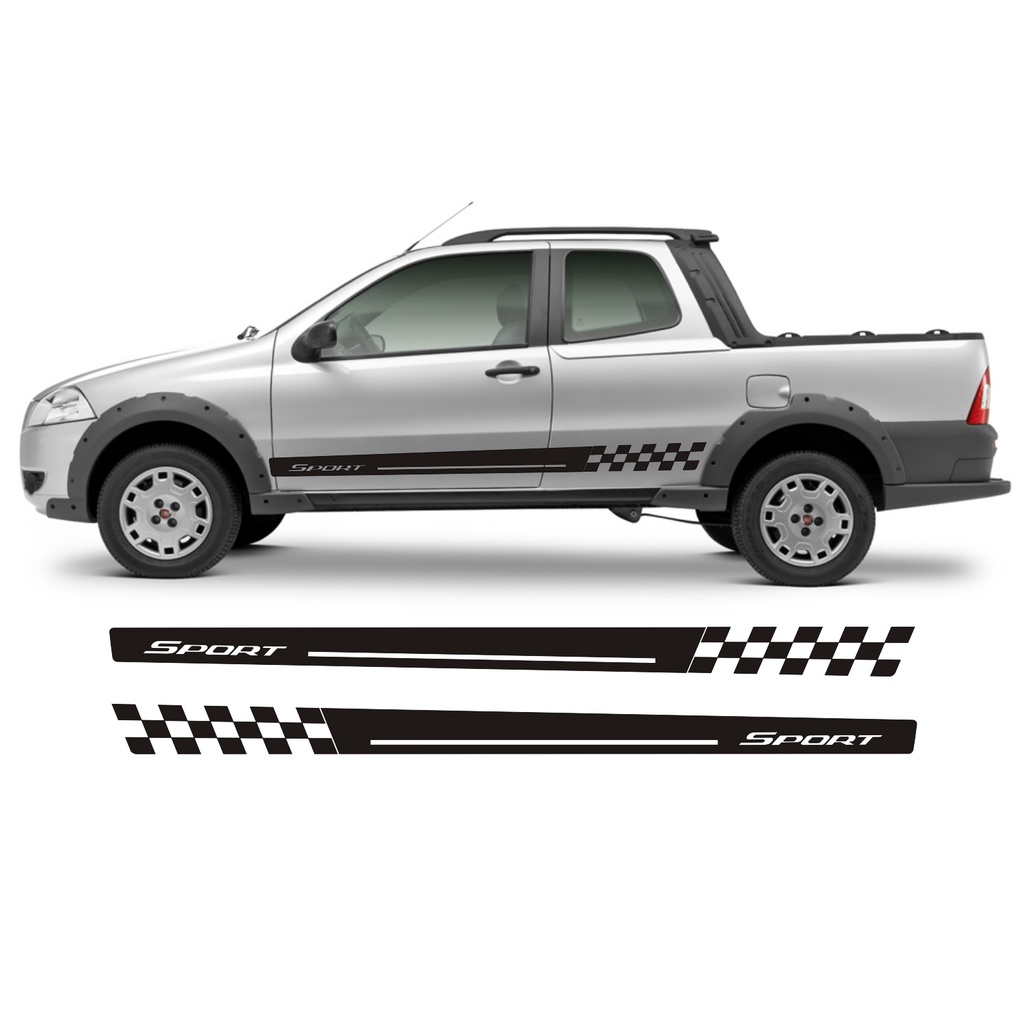 Adesivo Lateral Para Fiat Strada Sport Quadriculado Pick-up Faixa ...