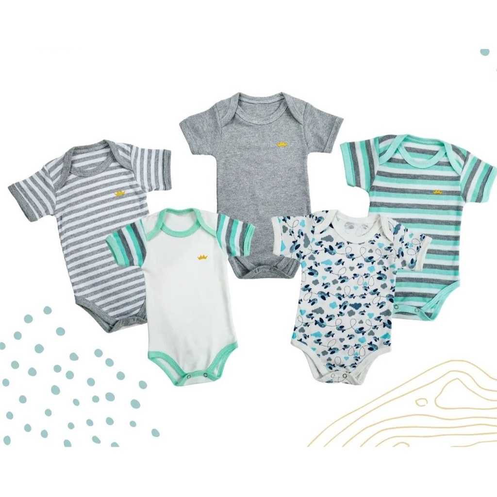 Kit 4 Borys Bodys Manga Curta Lisos E Estampados 100% Algodão. Super ...