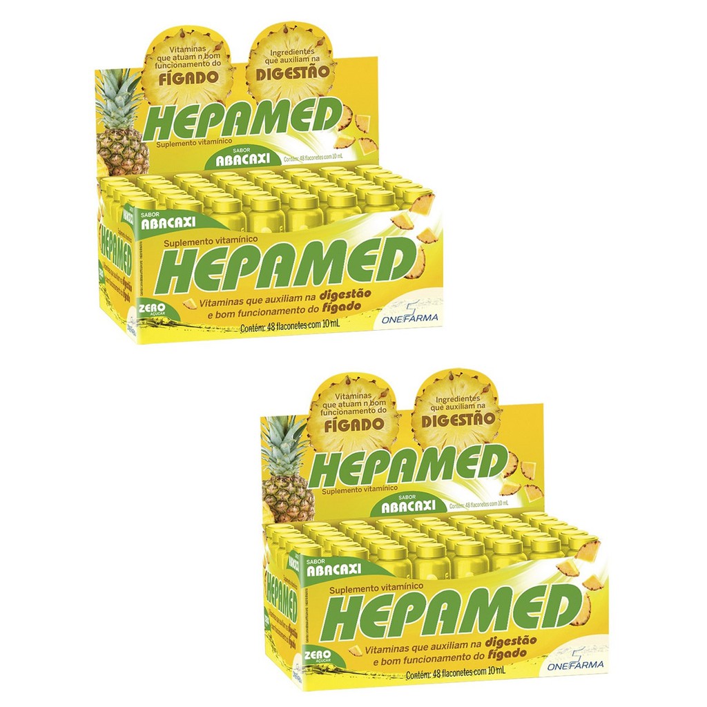 Kit Hepamed c/2x48 Sabor Abacaxi suplemento estômago pesado aniversário ...