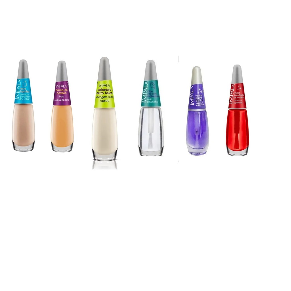 Esmaltes Impala Kit C/06 Tratamento cuidados Especiais! Fosca ...
