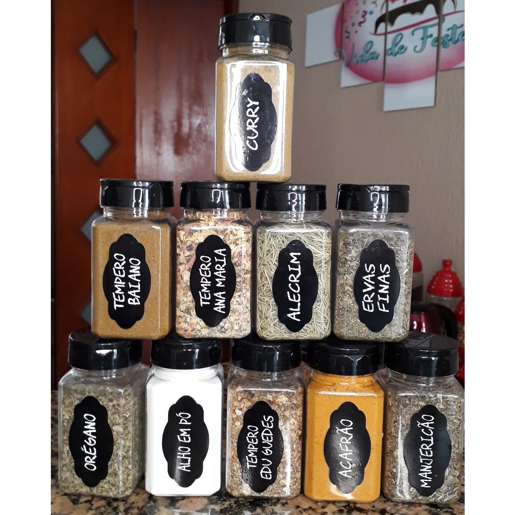 Kit Pote com 10 Tempero Condimento Plástico 170ml PET com tampa dupla ...