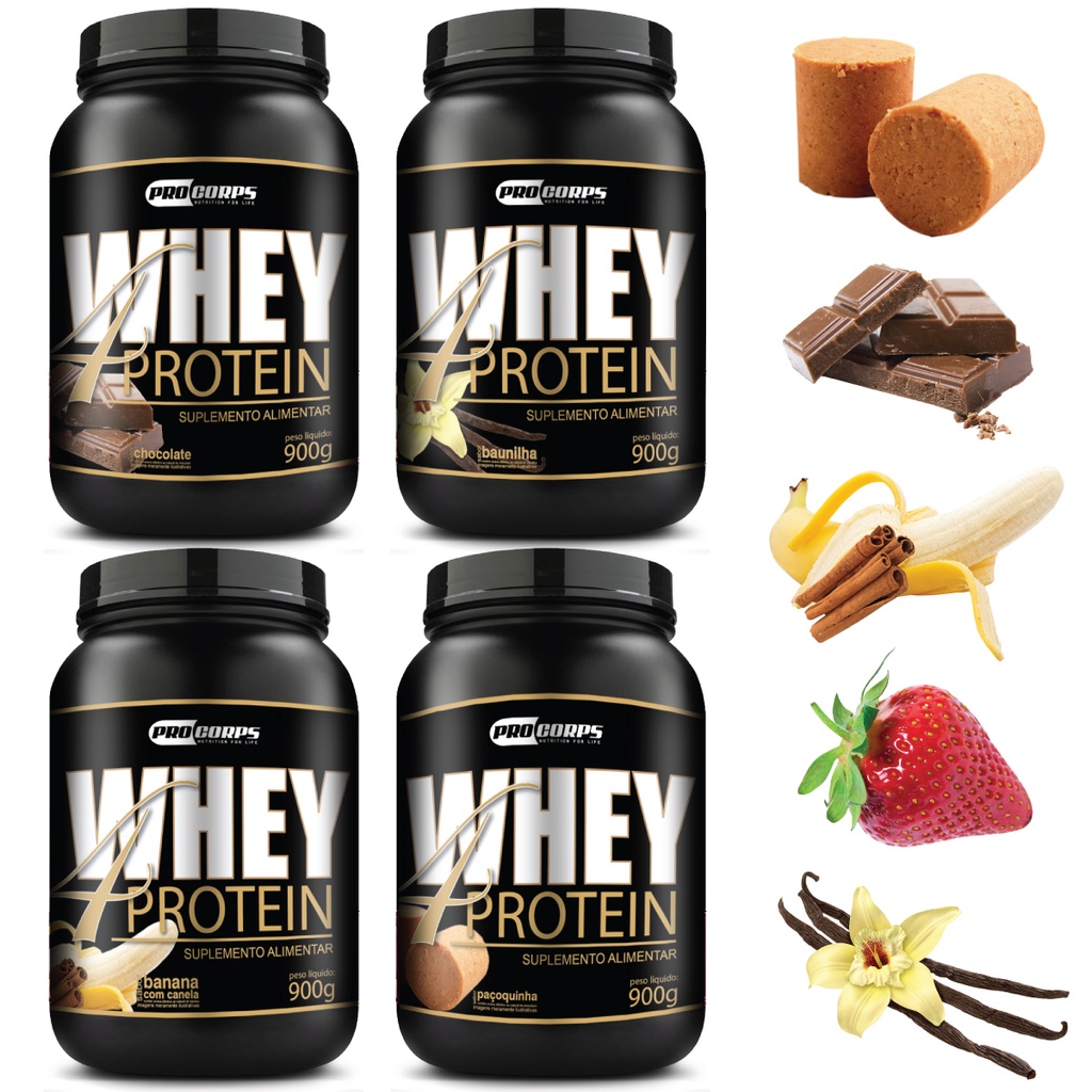4 Unidades - Whey 4 Protein 900g - Pro Corps | Shopee Brasil