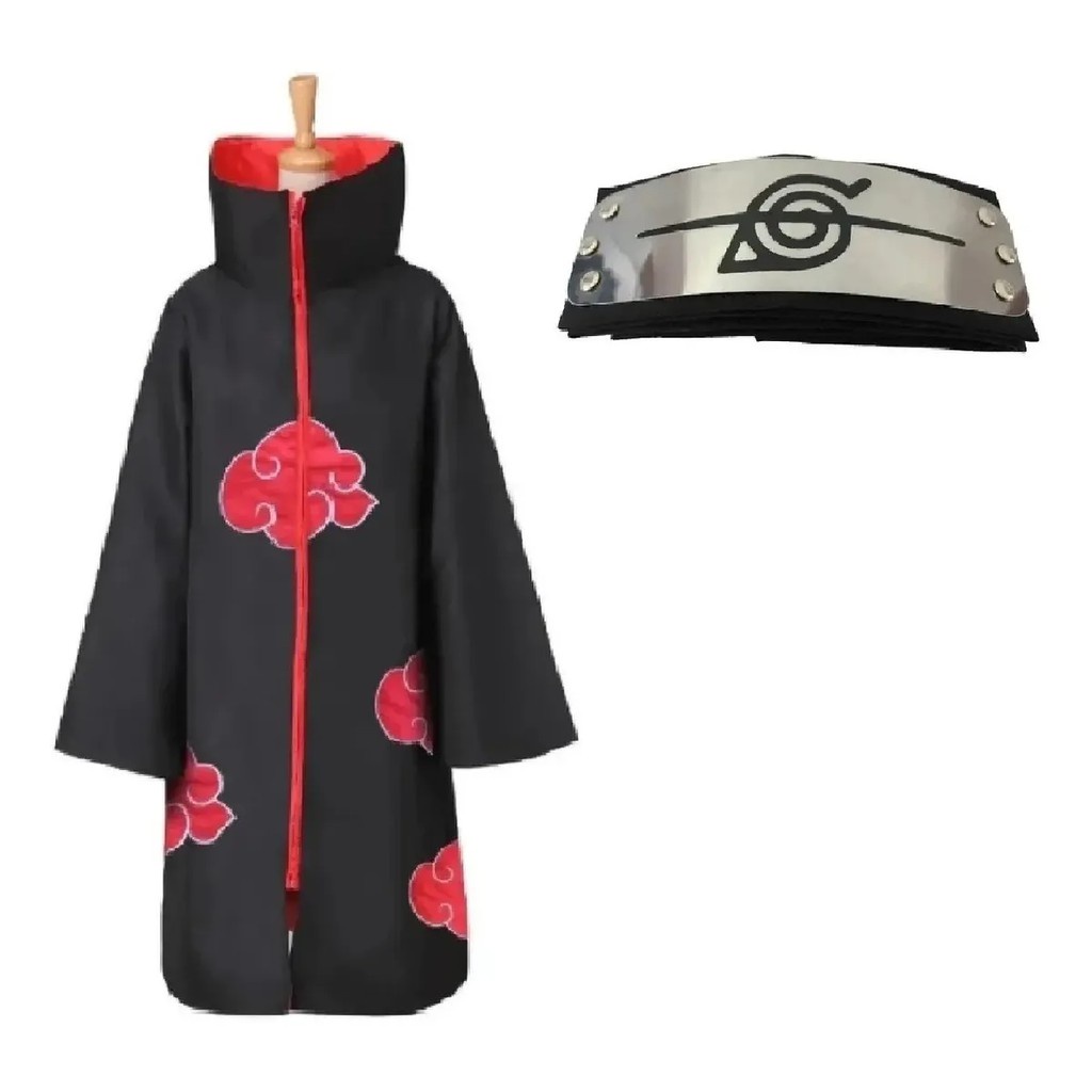 Kit Manto Akatsuki cosplay naruto + Bandana Renegada | Shopee Brasil