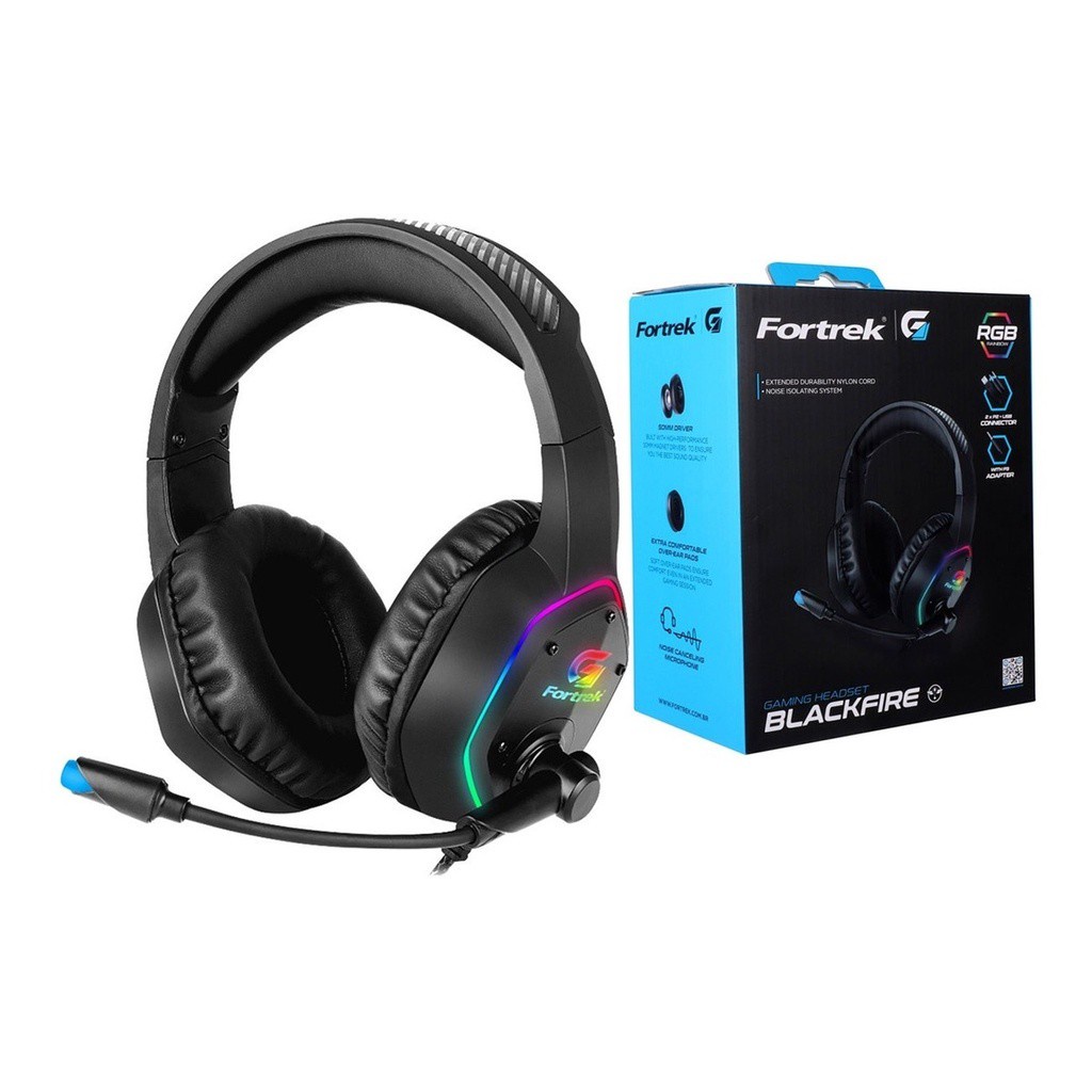 Fone De Ouvido Gamer Led Rgb Blackfire Ps4 Xbox One Fortrek | Shopee Brasil